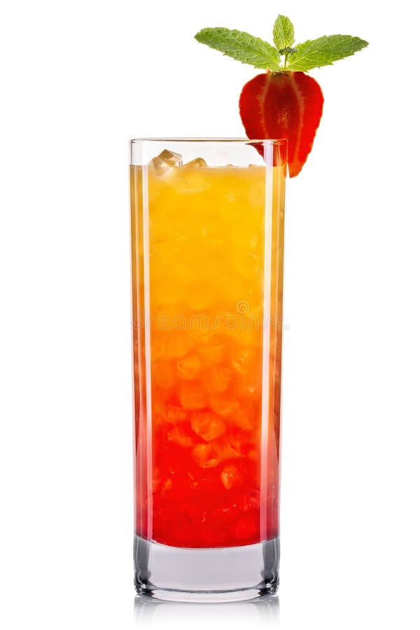 Orange Cocktail with Strawberry Isolated on White Background Stock ...
