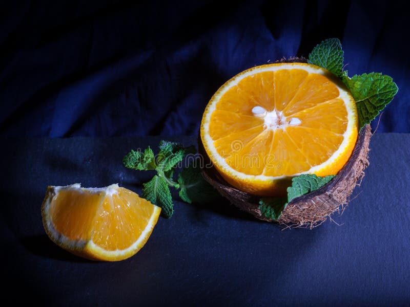 Orange and coconut stock photo. Image of juicy, orange - 119081346