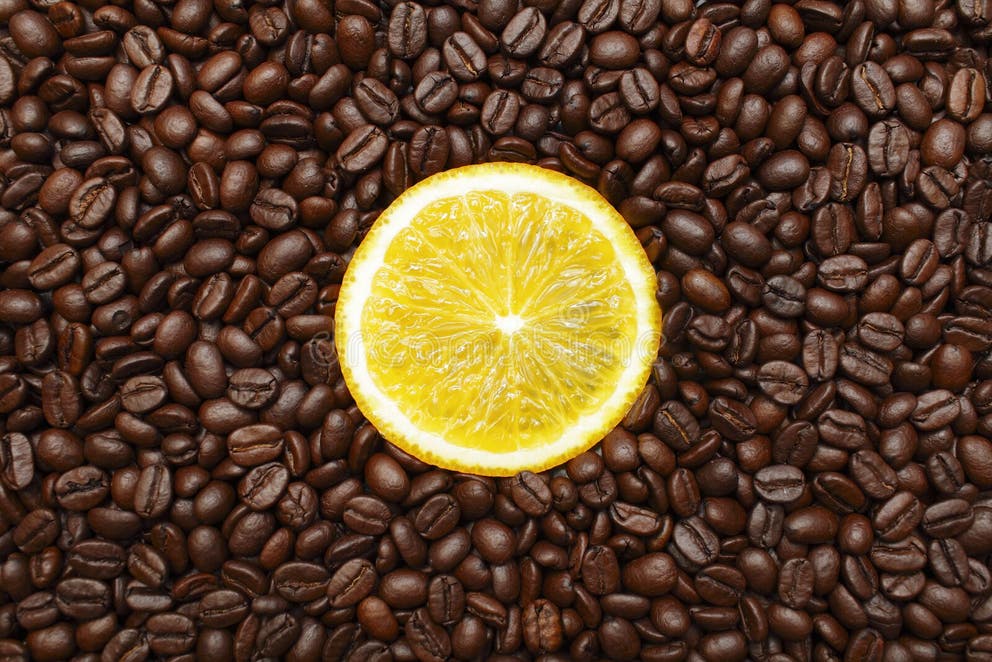 Orange and coffee beans stock image. Image of morning - 26997881