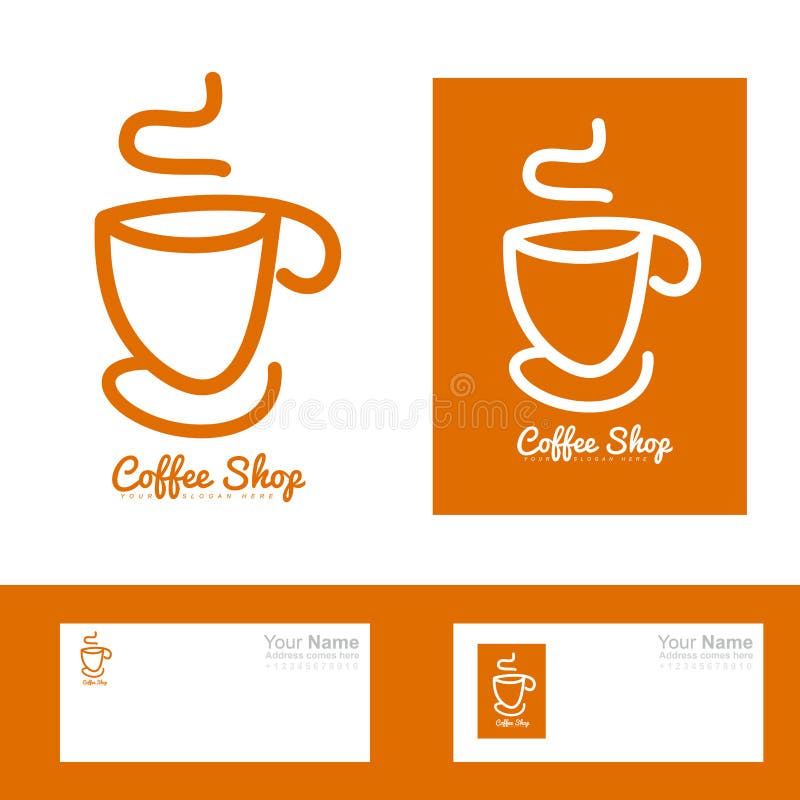 Orange Coffee Cup Hand Drawn Logo Stock Vector - Illustration of ...
