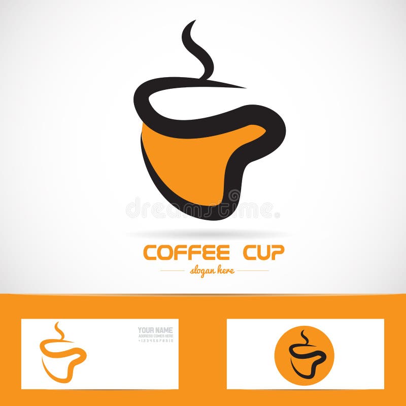 Orange coffee cup logo stock vector. Illustration of card - 55782628