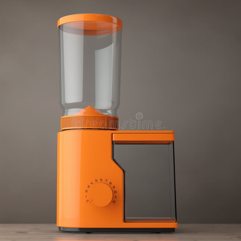 Orange Coffee Grinder. 3d Rendering Stock Image - Image of icon ...