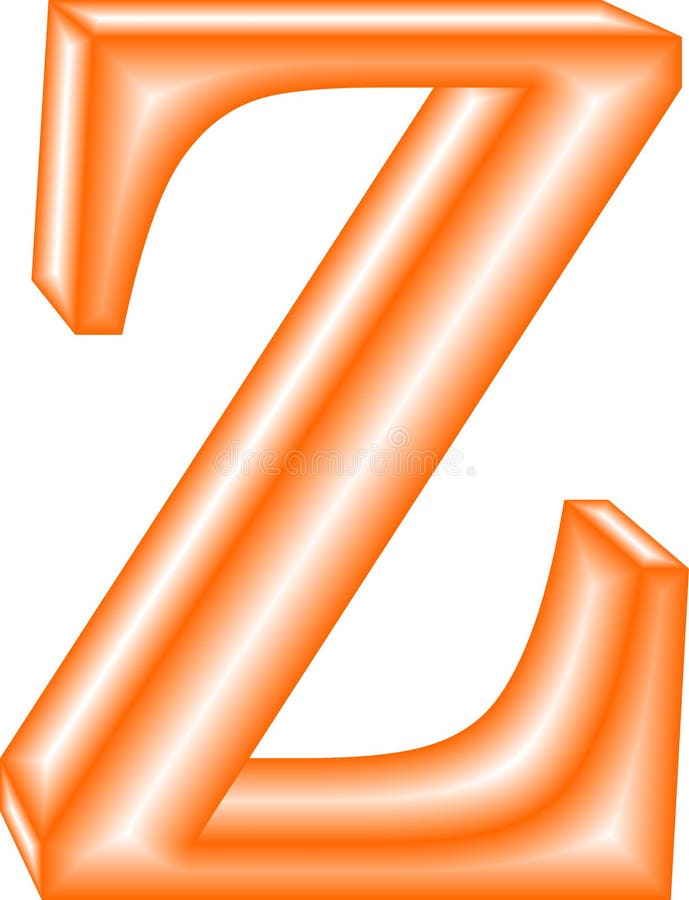 Orange Color Alphabet Z with 3d Effect Isolated on White Surface ...