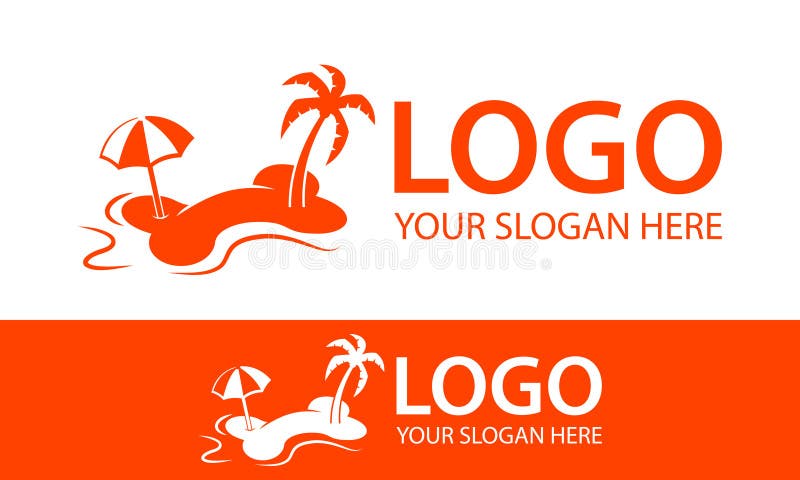 Orange Color Bone Island Vacation Logo Design Stock Vector ...