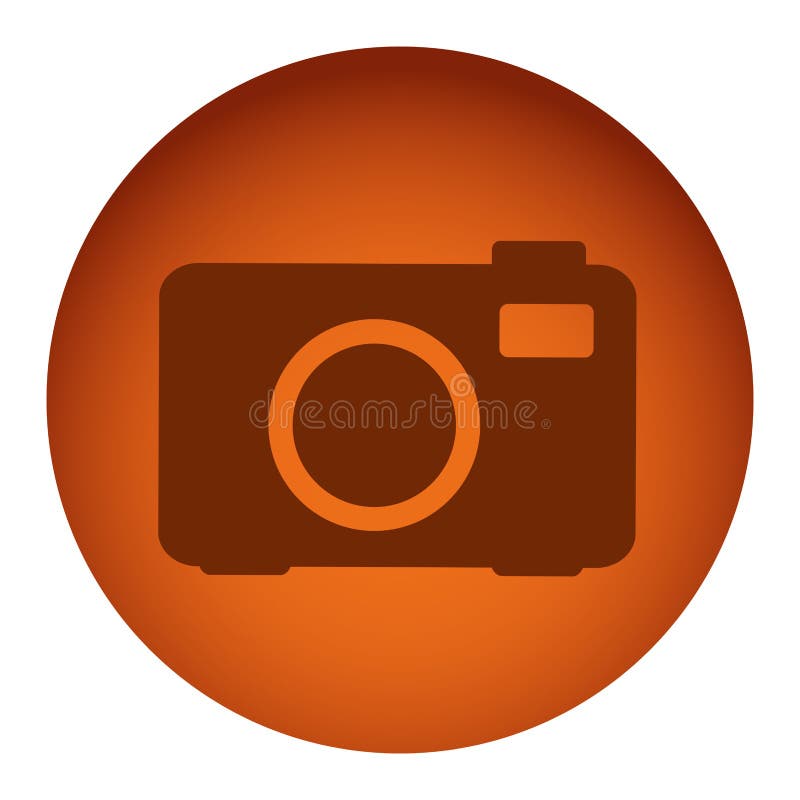 Orange Color Circular Frame with Silhouette Analog Camera Stock ...