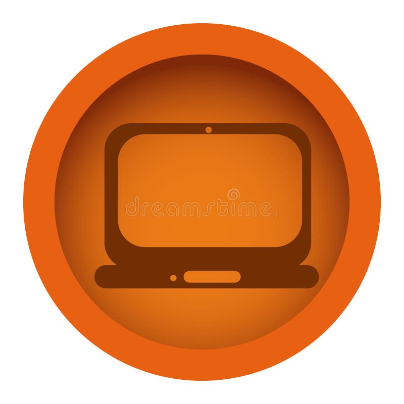 Orange Color Circular Frame with Silhouette Tech Laptop Stock ...