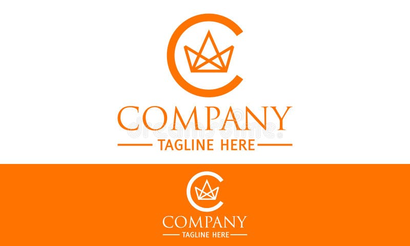 Orange Color Crown Line Art Initial Letter C Logo Design Stock Vector ...