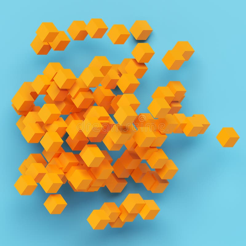 Orange Color Cubes on Blue Color Background Stock Illustration ...
