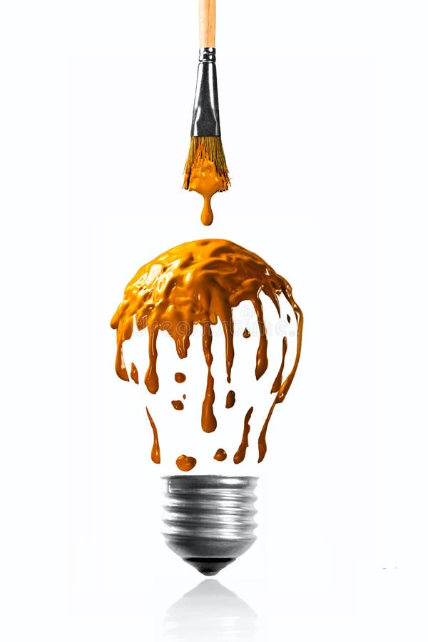 Orange Color Dripping Making a Light Bulb Shape Stock Illustration ...
