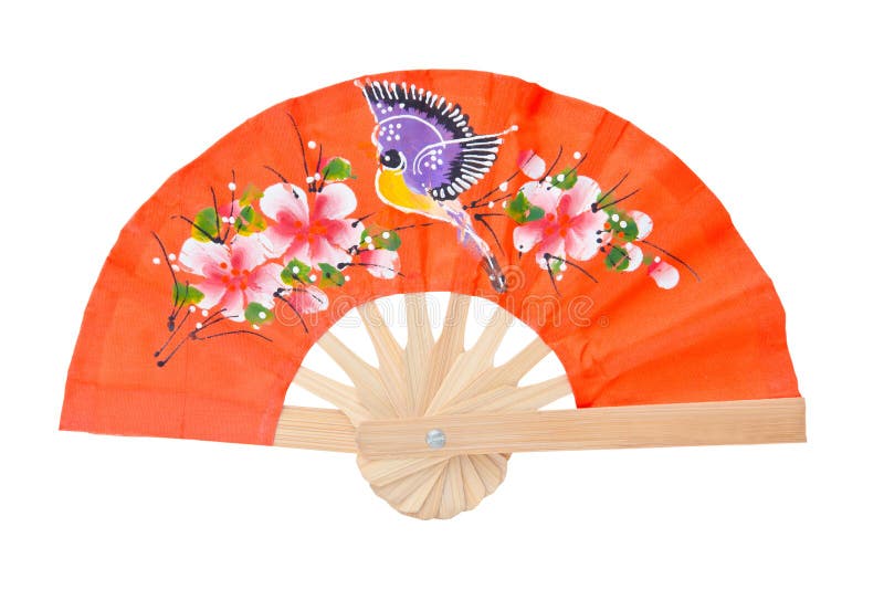 Orange Color Fan Isolated on White Background. Stock Image - Image of ...