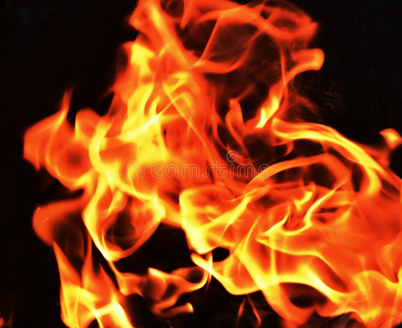 Orange Color Fire Flame on Black Background Stock Photo - Image of fire ...