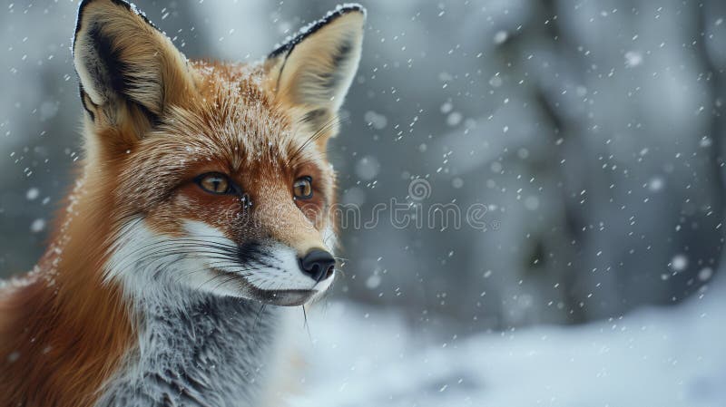 The Orange Color Fox with Snow Stock Image - Image of habitat ...