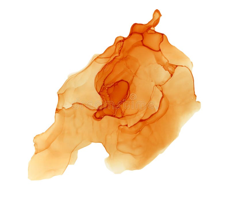 Orange Color Geode Pattern. Marbled Ink Shape Isolated on White Stock ...