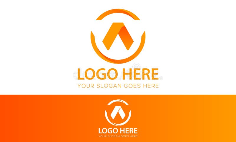 Orange Color Initial Letter a Ribbon Fold Circle Logo Design Stock ...
