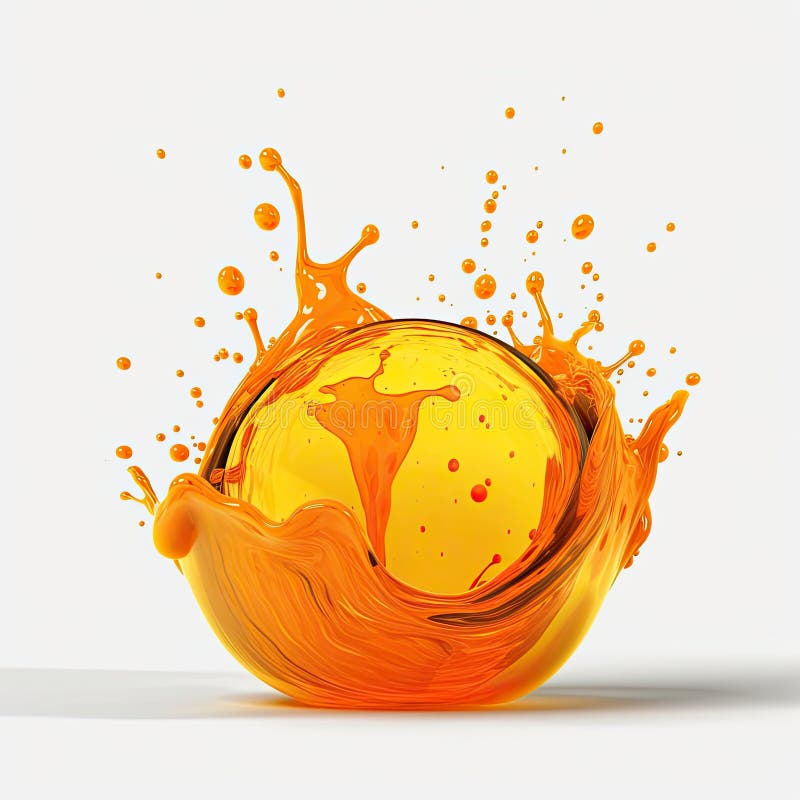 Orange Color Liquid Splash on a White Background. Stock Illustration ...