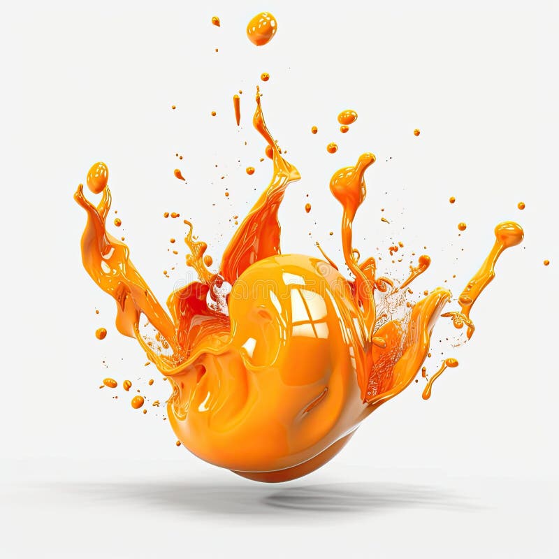Orange Color Liquid Splash on a White Background. Stock Illustration ...
