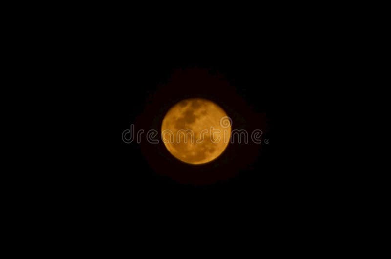 Orange Color Moon in Spring in the City Stock Photo - Image of night ...