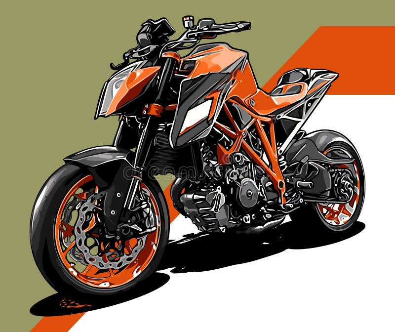 Orange color motorcycles stock vector. Illustration of color - 263957958