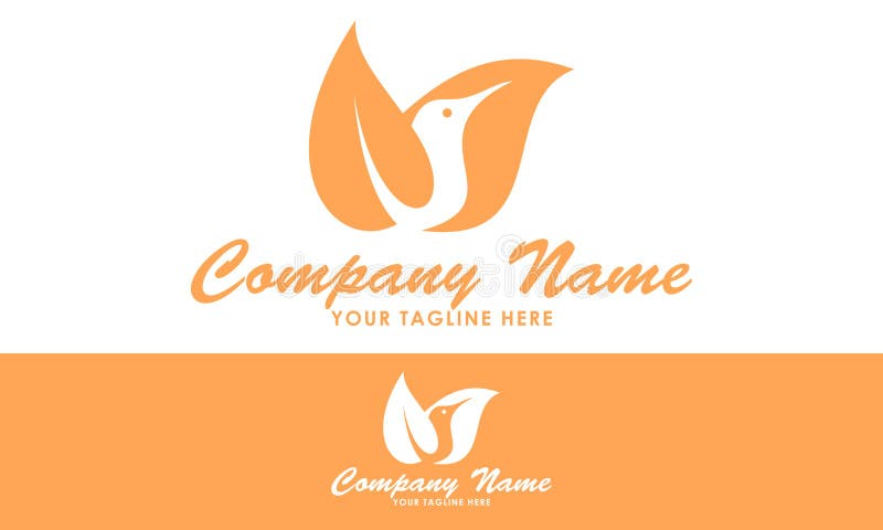Orange Color Nature Leaf Abstract Bird Logo Design Stock Vector ...