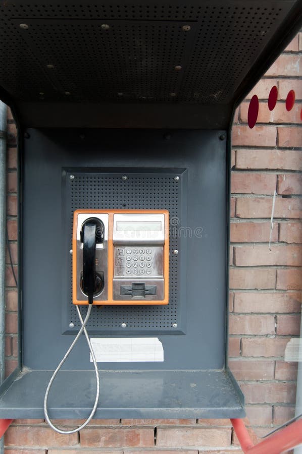 Orange Color Payphone Using by Call in Bulgaria Stock Photo - Image of ...