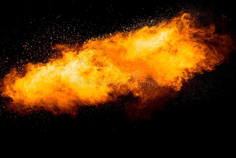 Orange Color Dust Particles Explosion Cloud on White Background.Color ...