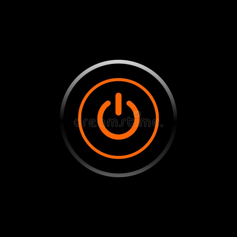 Orange Color Power Button Vector. Stock Vector - Illustration of icon ...
