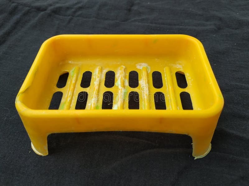 Orange Color Rectangular Plastic Soap Box on a Black Background Stock ...