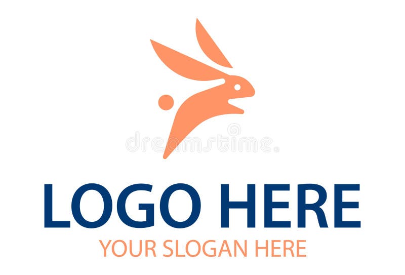Orange Color Simple Rabbit Jump Logo Design Stock Vector - Illustration ...