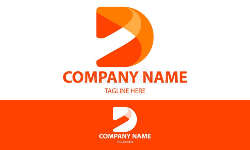 Orange Color Simple Shape Initial Letter D Logo Design Stock Vector ...