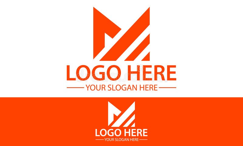 Orange Color Triangle Square Initial Letter M Logo Design Stock Vector ...