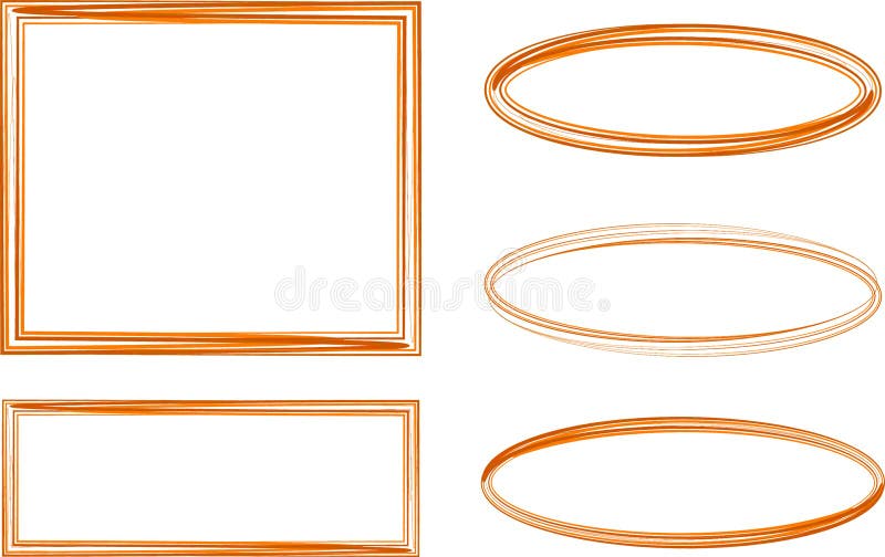 Orange Colored Creative Frames Set Stock Illustration - Illustration of ...