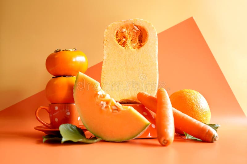 Orange Colored Fruit and Vegetables. Stock Photo - Image of persimmons ...