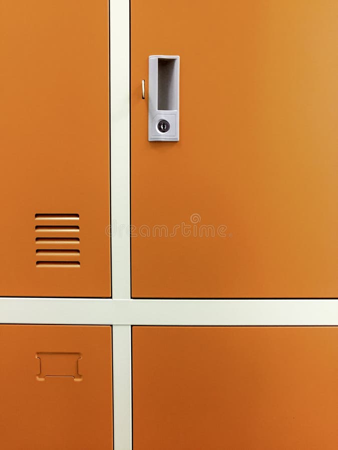 Orange Colored Locker Panel Stock Photo - Image of door, multicolor ...