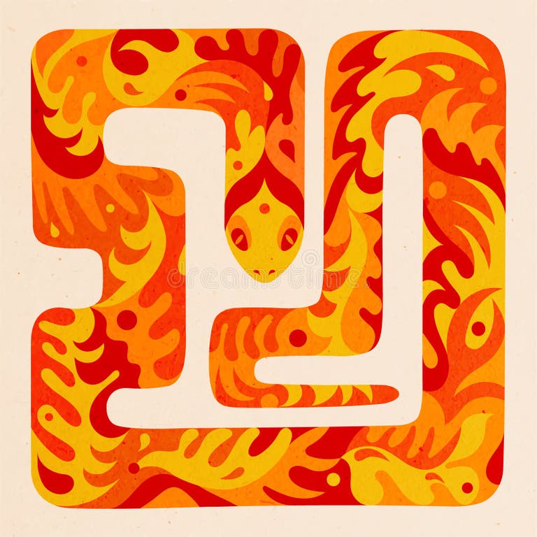 Orange Colored Snake. Bright Ethnic Illustration with Pattern Stock ...