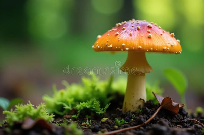 Orange-colored Toadstool with an Orange-brown Cap and Short Stem in the ...