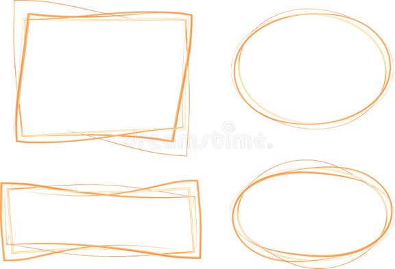 Orange Colorful Square and Circle Outline Doodle Frames Set Stock Illustration - Illustration of ...