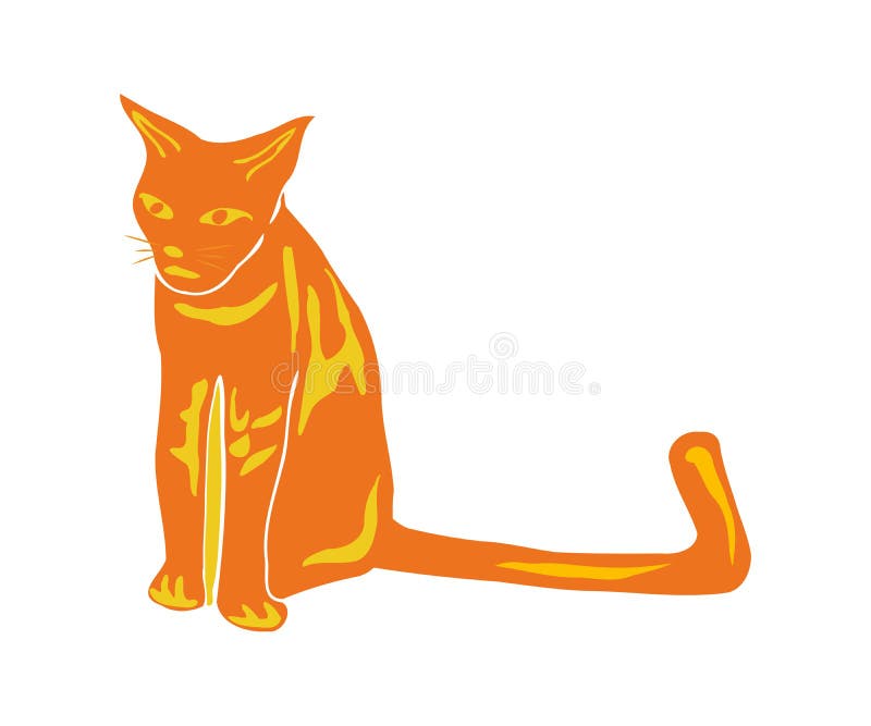 Orange colour cat sitting stock vector. Illustration of sketch - 266535905