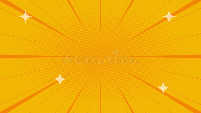 Orange Comic Background with Lines and Stars in Pop Art Style, Nice ...