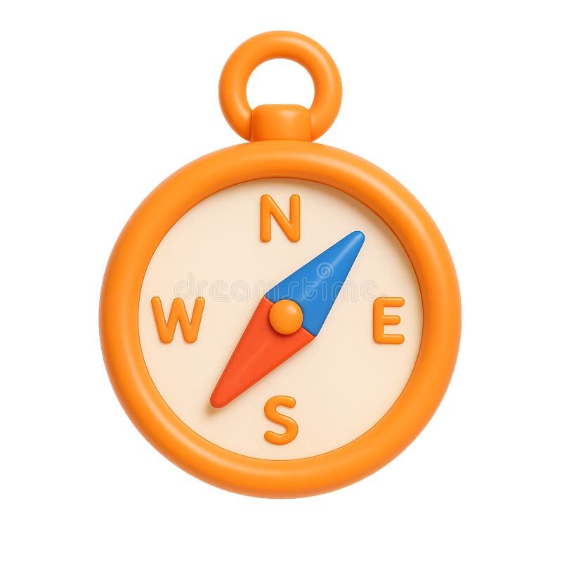 Orange Compass with Needle on Transparent Background Stock Illustration ...