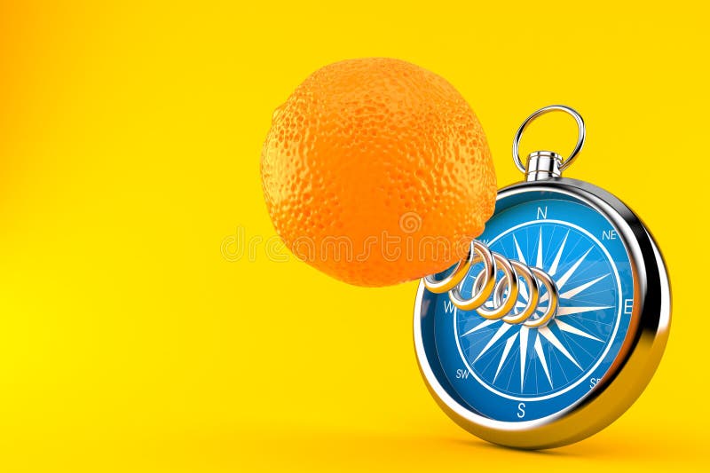Orange with compass stock illustration. Illustration of navigation ...