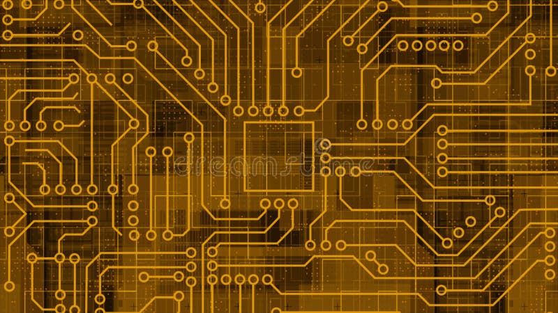 Orange Computer Chip with Connections and Signals. AI Computer ...