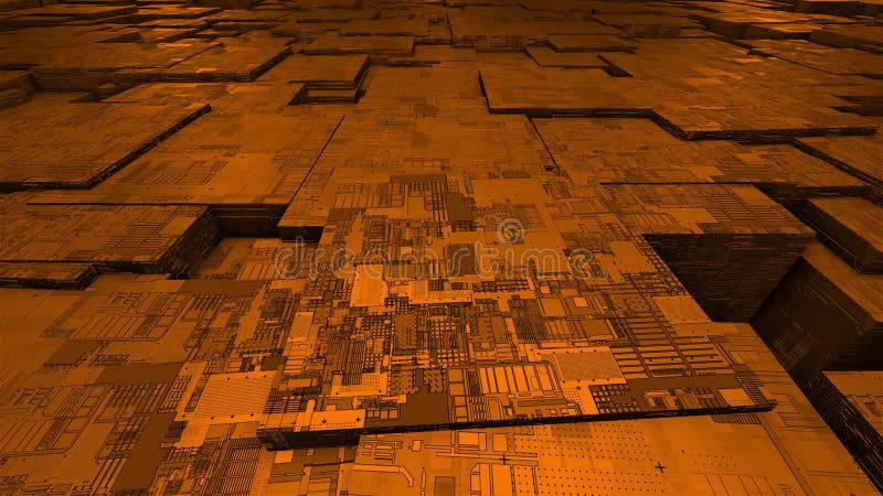 Orange Computer Chipset Pattern 3d Futuristic Technology Background ...