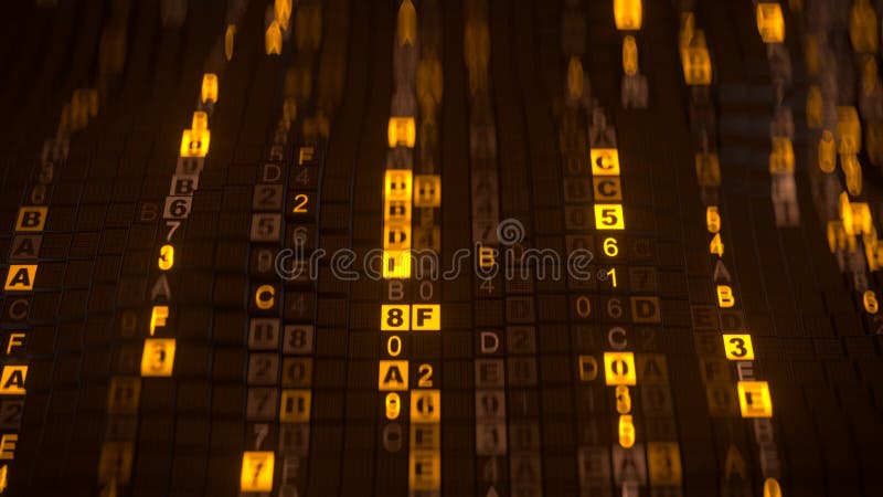 Orange Computer Code in Hexadecimal Format 3D Rendering Stock Illustration - Illustration of ...