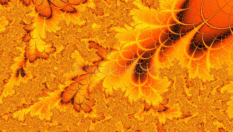 Orange and Yellow Computer Generated Shapes and Leaf Stock Illustration ...