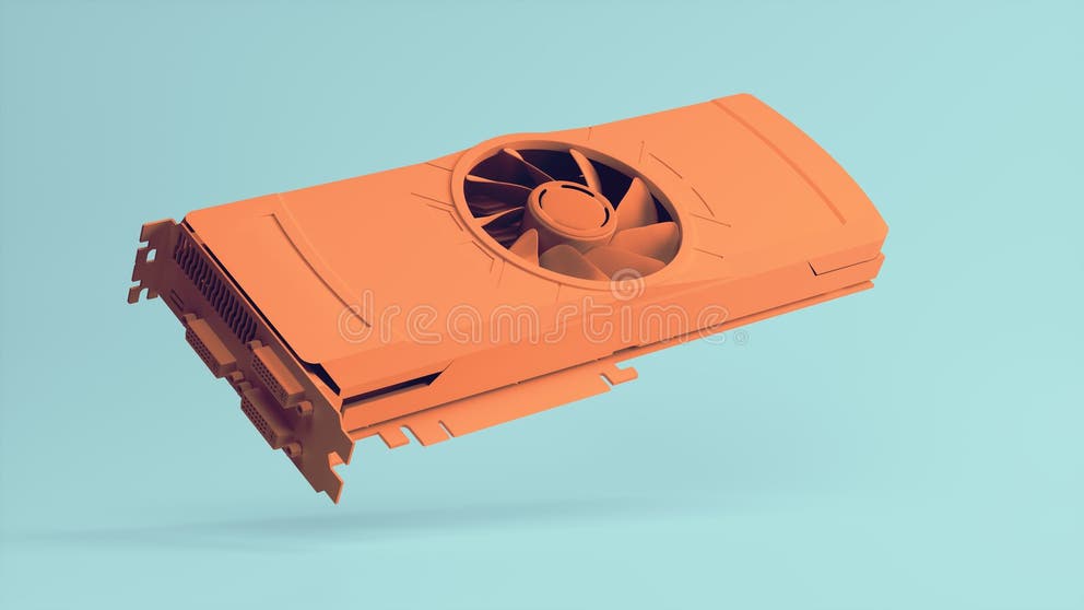 Orange Computer Graphic Video Card on a Turquoise Studio Background ...