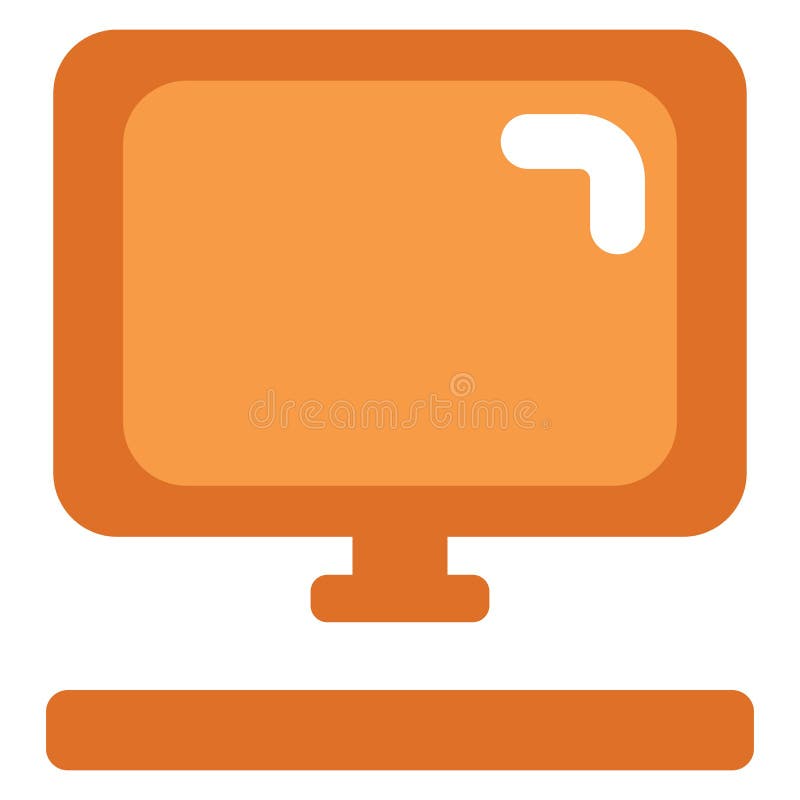 Orange computer, icon stock vector. Illustration of modern - 261067534