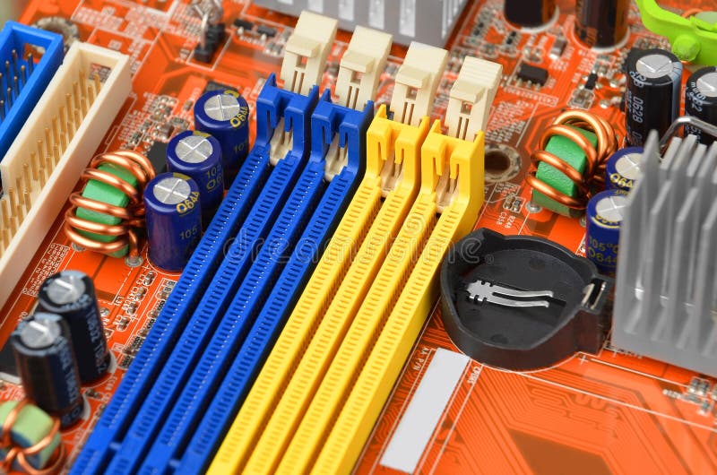 Orange Computer Motherboard Stock Image - Image of microchip ...