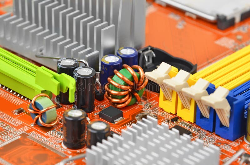Orange Computer Motherboard Stock Image - Image of computer, micro ...