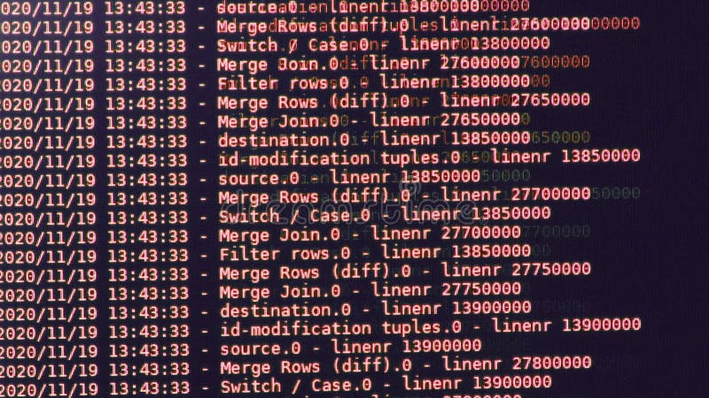 Orange Computer Software Code Moving on a Black Monitor Reflect on ...
