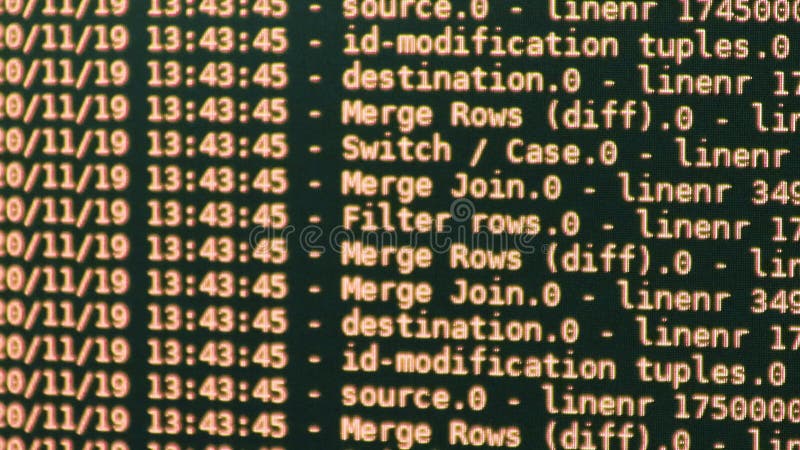 Orange Computer Software Code Moving on a Black Monitor Reflect on ...
